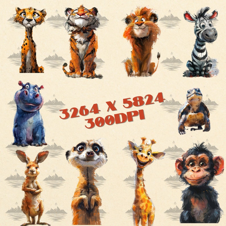 Playful Zoo Critters Clipart Set Whimsical Animal Graphics for DIY ...