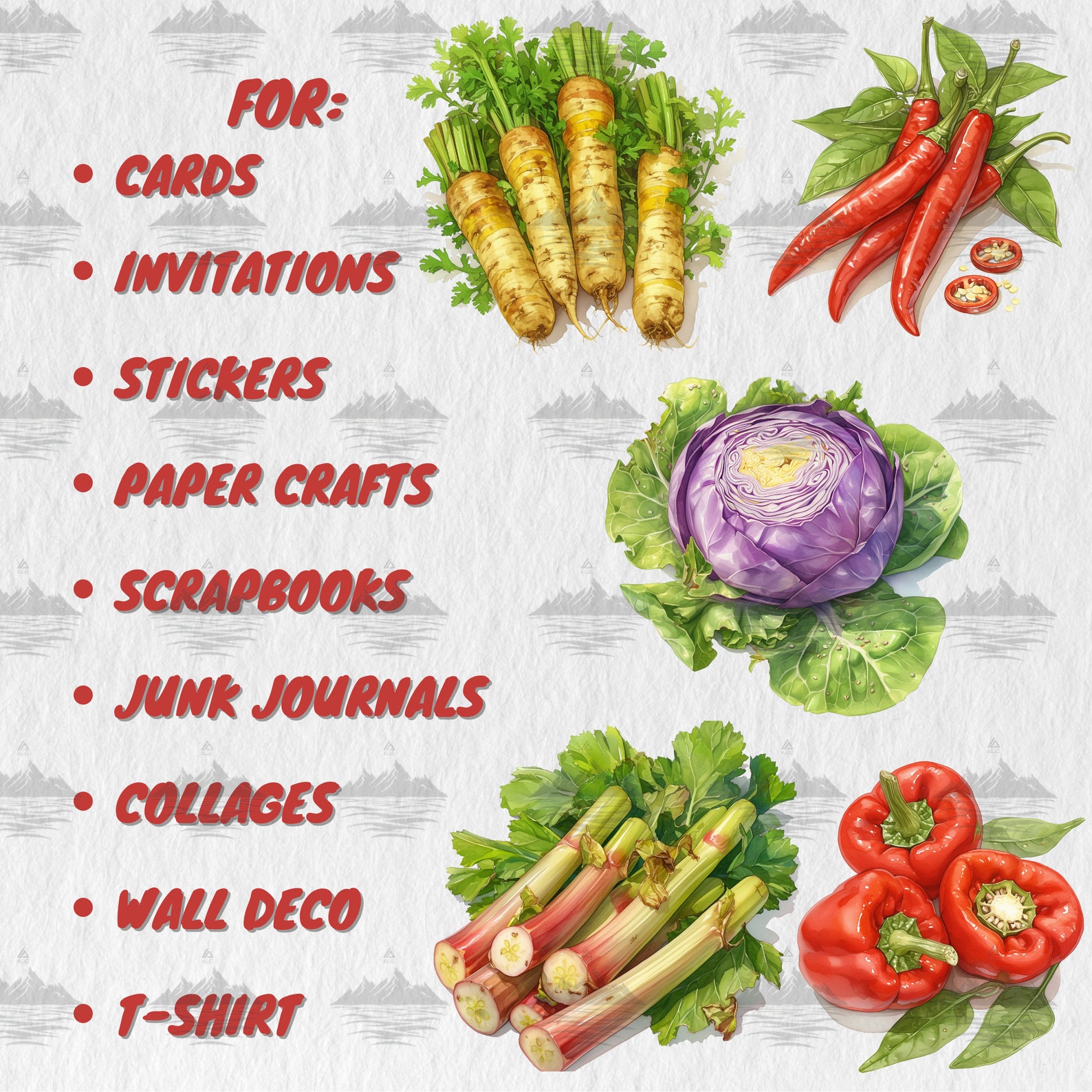 45 Watercolor Vegetables PNG Clipart Bundle, Tomato, Carrot, Corn ...