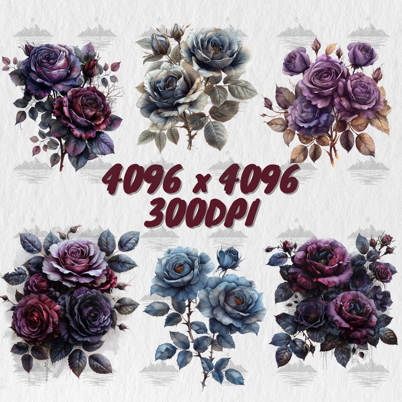 35 Watercolor Gothic Floral Clipart, Magical Gothic Flowers Clip Art ...