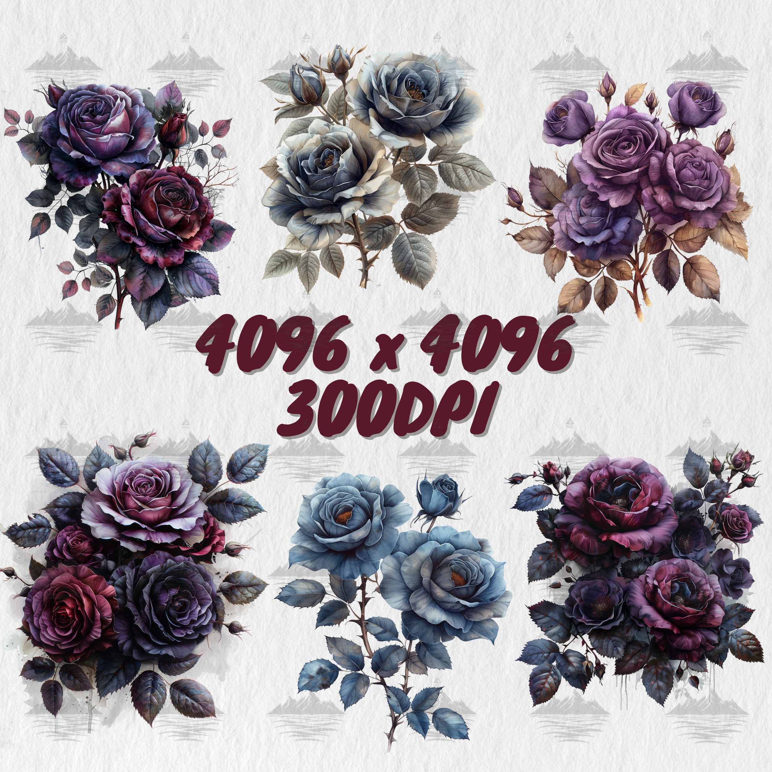 35 Watercolor Gothic Floral Clipart, Magical Gothic Flowers Clip Art ...