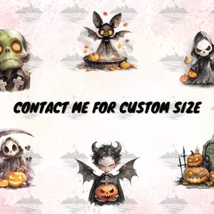 40 PNG Watercolor Cute Halloween Bundle Clipart, Kawaii Halloween ...