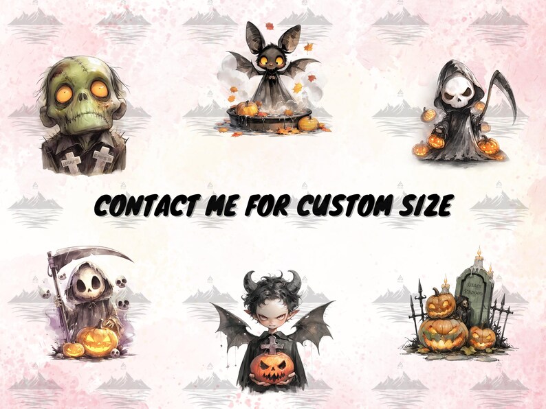 40 PNG Watercolor Cute Halloween Bundle Clipart, Kawaii Halloween ...