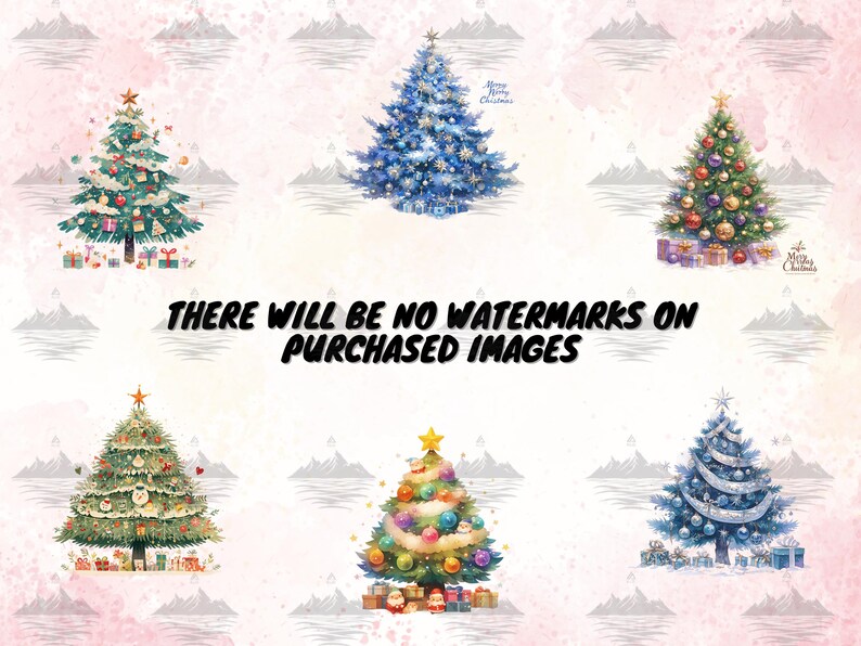 30 Watercolor Christmas Trees Clipart | Painted Tree Clipart ...