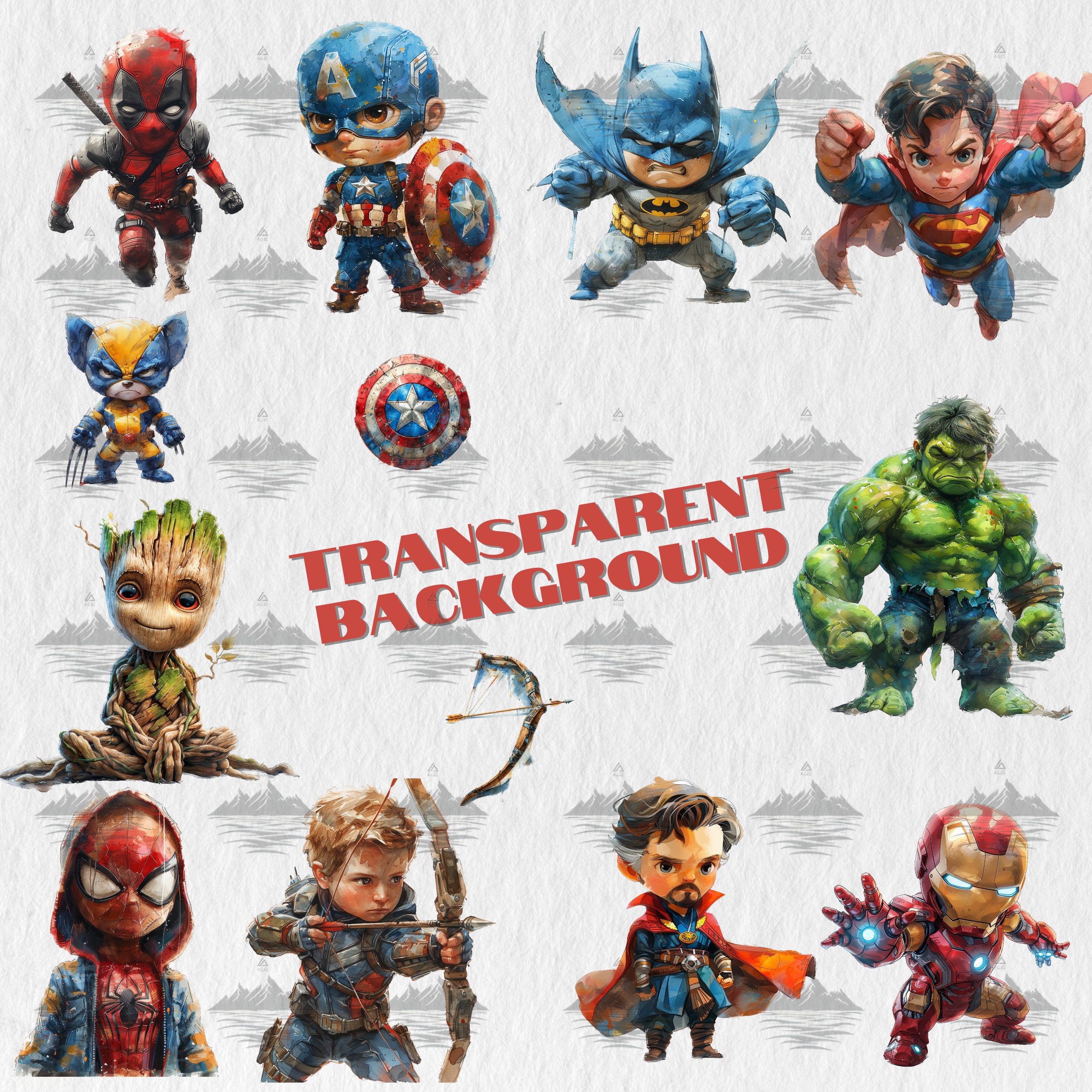 38 Superheroes Clipart Set, High-quality and Colorful Graphics for DIY ...