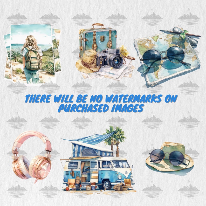 35 Watercolor Travel Clipart,vacation Holiday Graphics, Plane, Travel ...