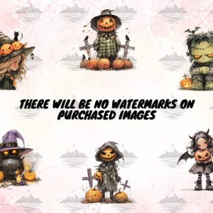40 PNG Watercolor Cute Halloween Bundle Clipart, Kawaii Halloween ...