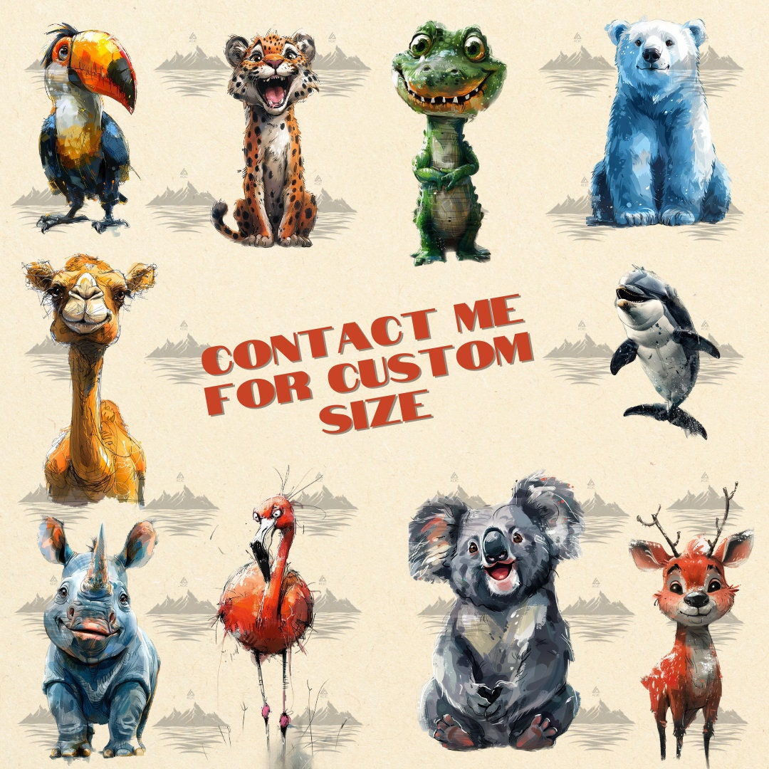 30 Cute Zoo Animals Clipart, Whimsical Animal Graphics for DIY Projects ...