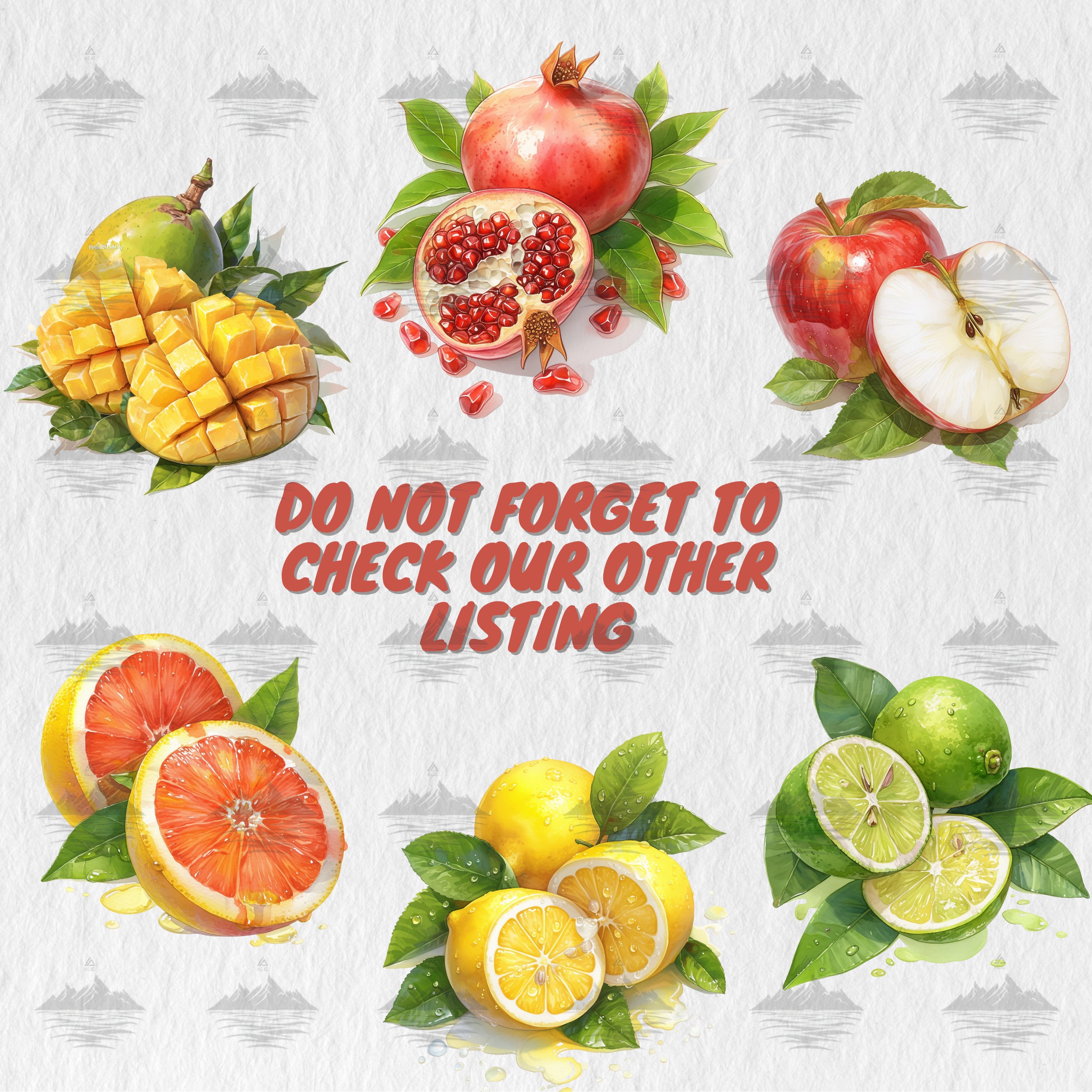 35 Watercolor Fruits Clipart Apple, Banana, Orange, Strawberry ...