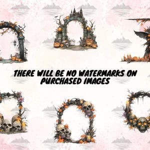 40 PNG Watercolor Halloween Frames Clipart, Halloween Wreaths ...