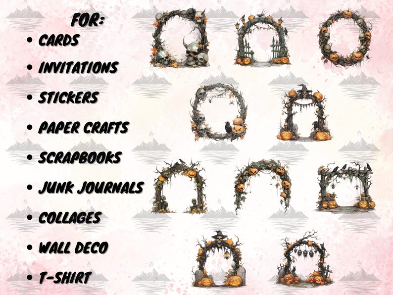 40 PNG Watercolor Halloween Frames Clipart, Halloween Wreaths ...