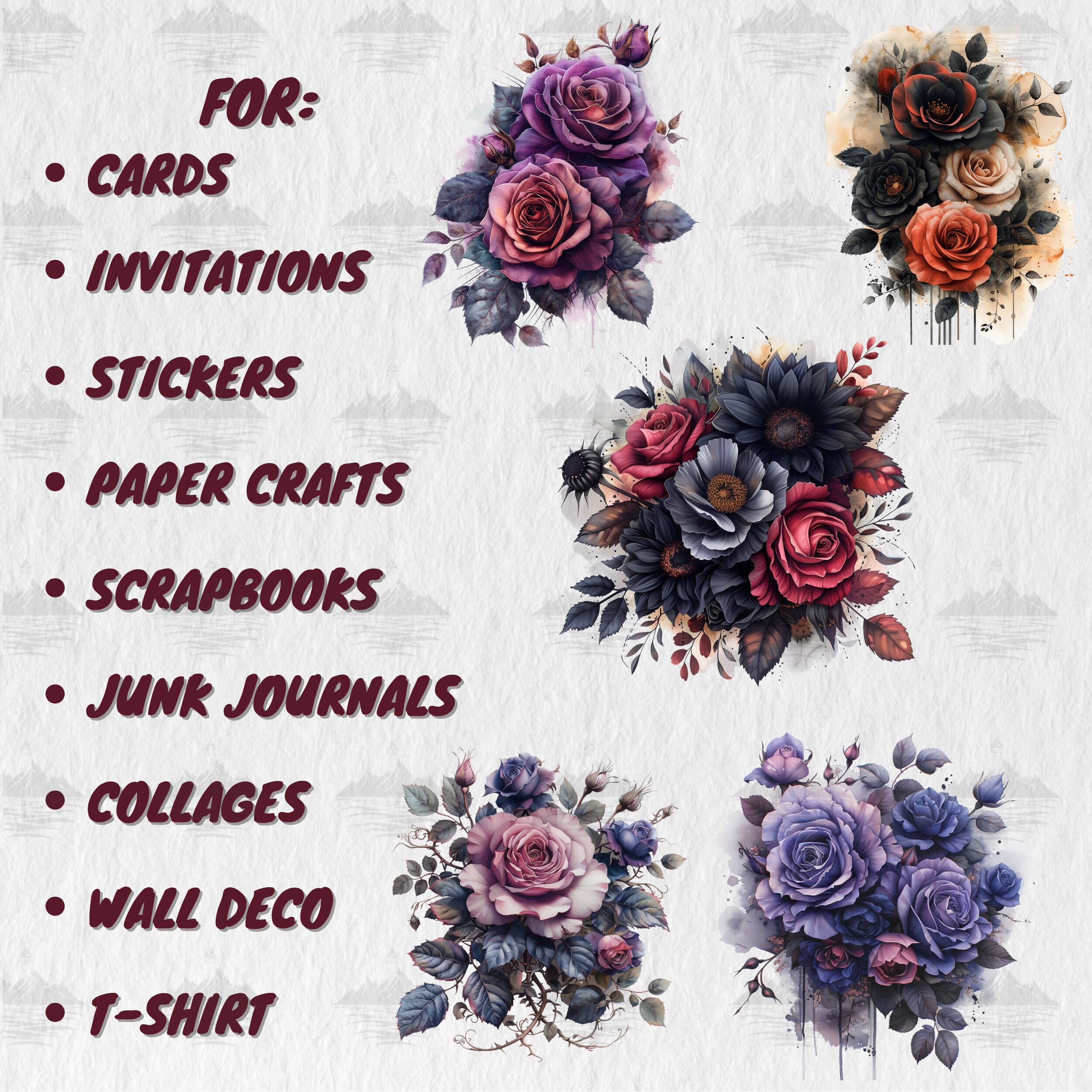 35 Watercolor Gothic Floral Clipart, Magical Gothic Flowers Clip Art ...