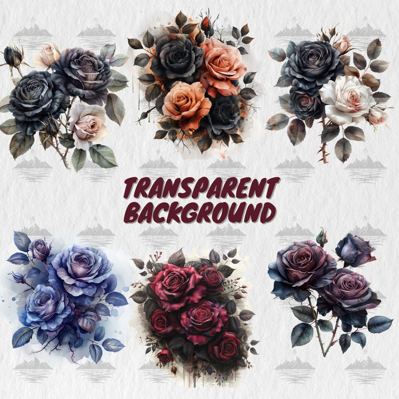 35 Watercolor Gothic Floral Clipart, Magical Gothic Flowers Clip Art ...