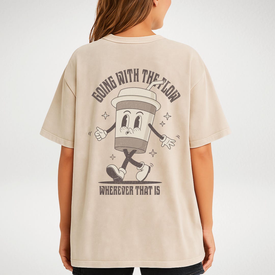 Vintage Bleach Y2K Tshirt, Trendy Cartoon Coffee Acid Wash Tee, Baggy ...