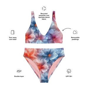 Floral Bikini Set With Beautiful Watercolor Pastel Flowers, High ...