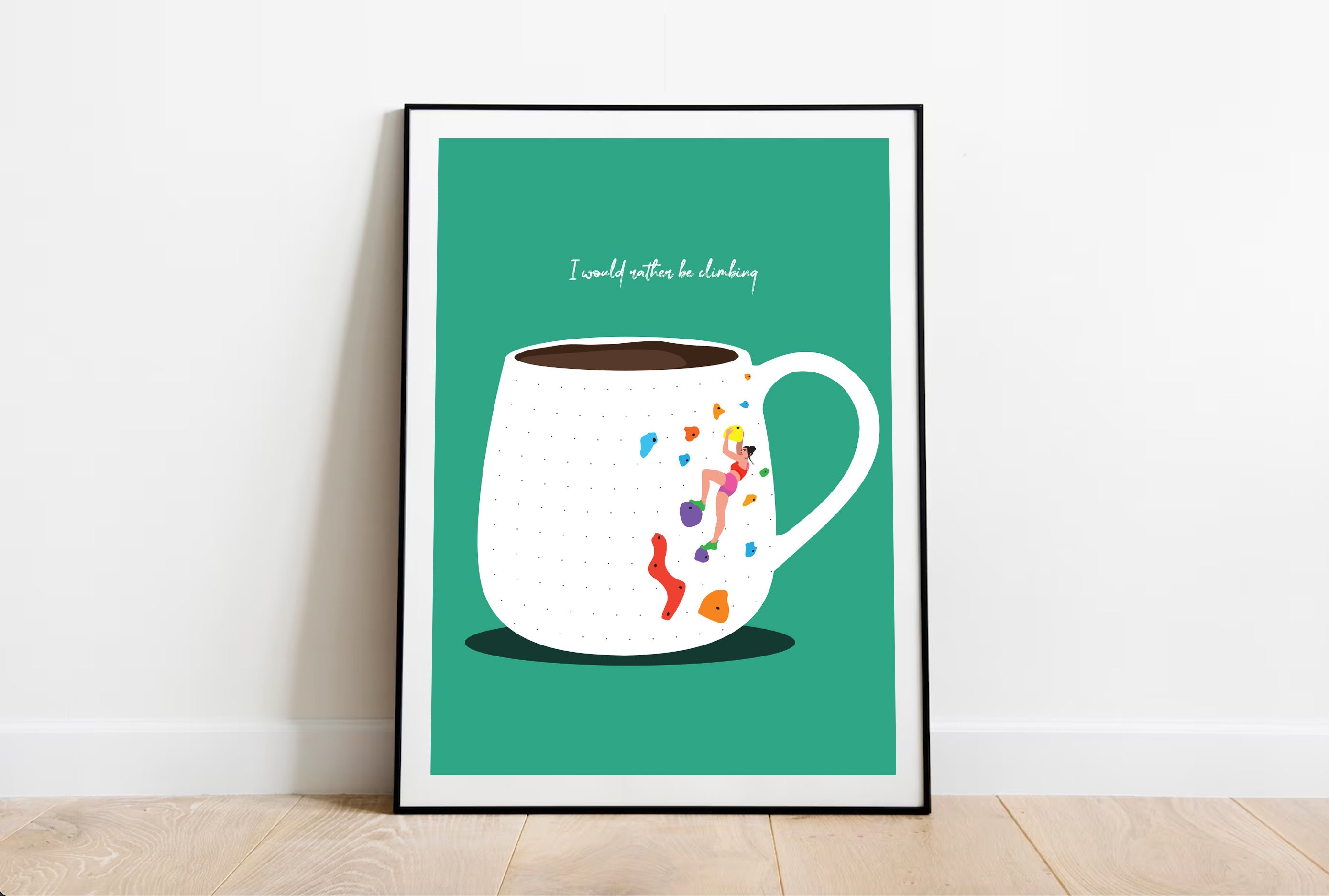 Printable Creative Coffee Break Poster. Woman Climbs Into Coffee Cup ...