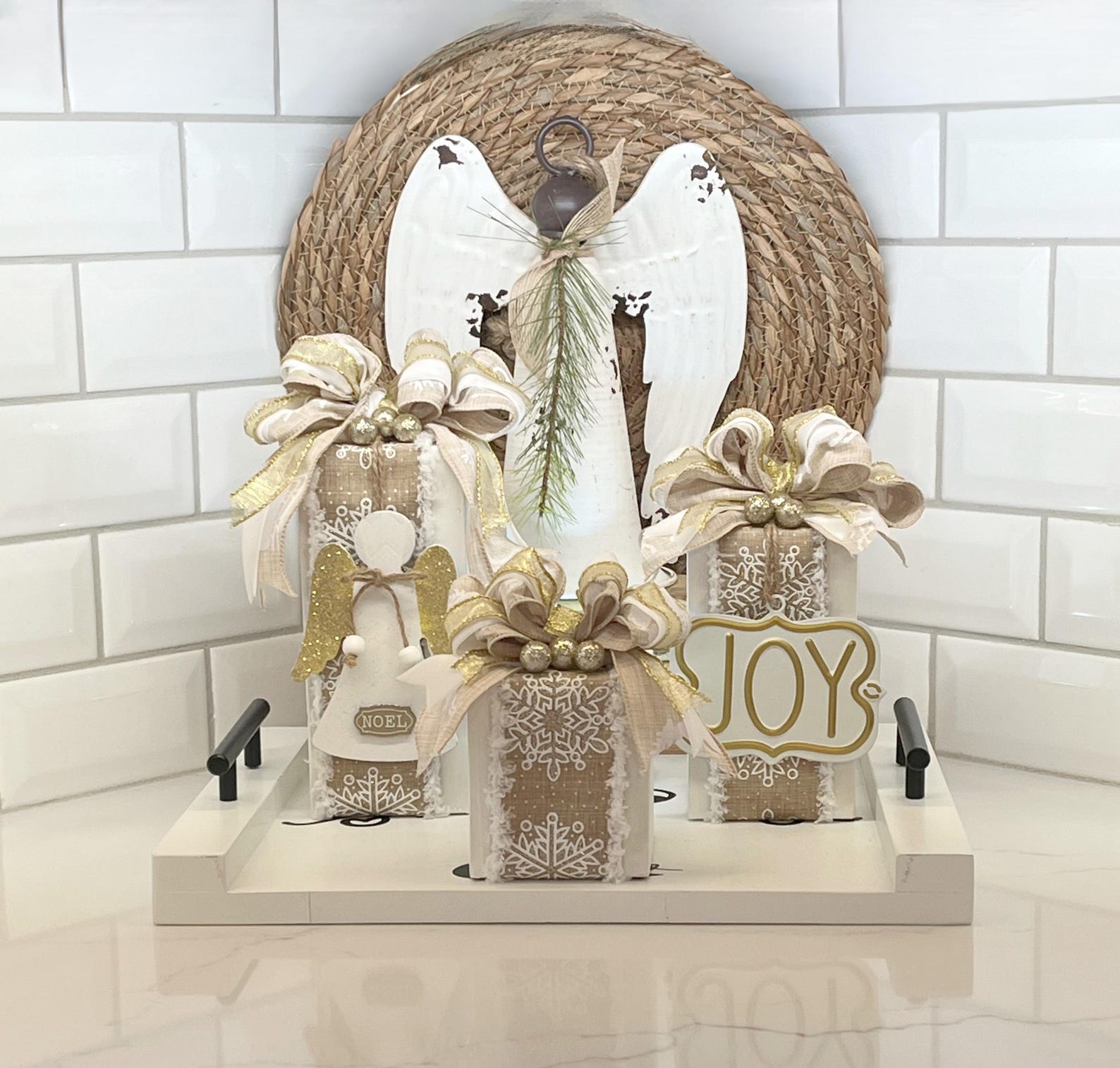 Angel Wooden Block Decorations: Rustic Holiday Table Decor - Etsy