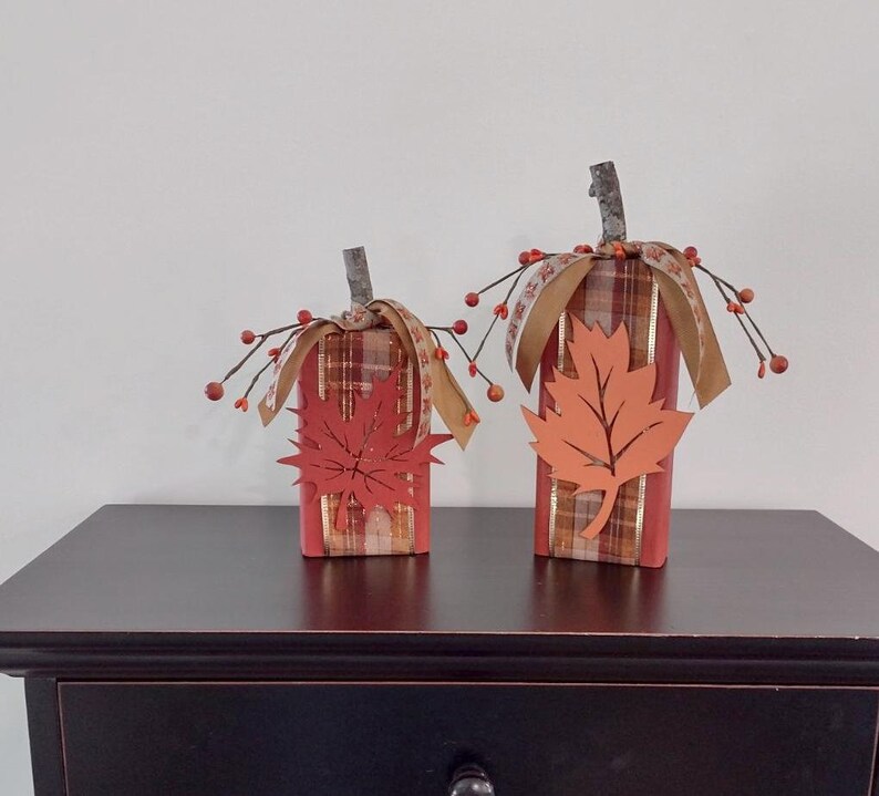 Wood Pumpkins Set, 2x4 Pumpkins Centerpiece, Wood Blocks, Modern ...