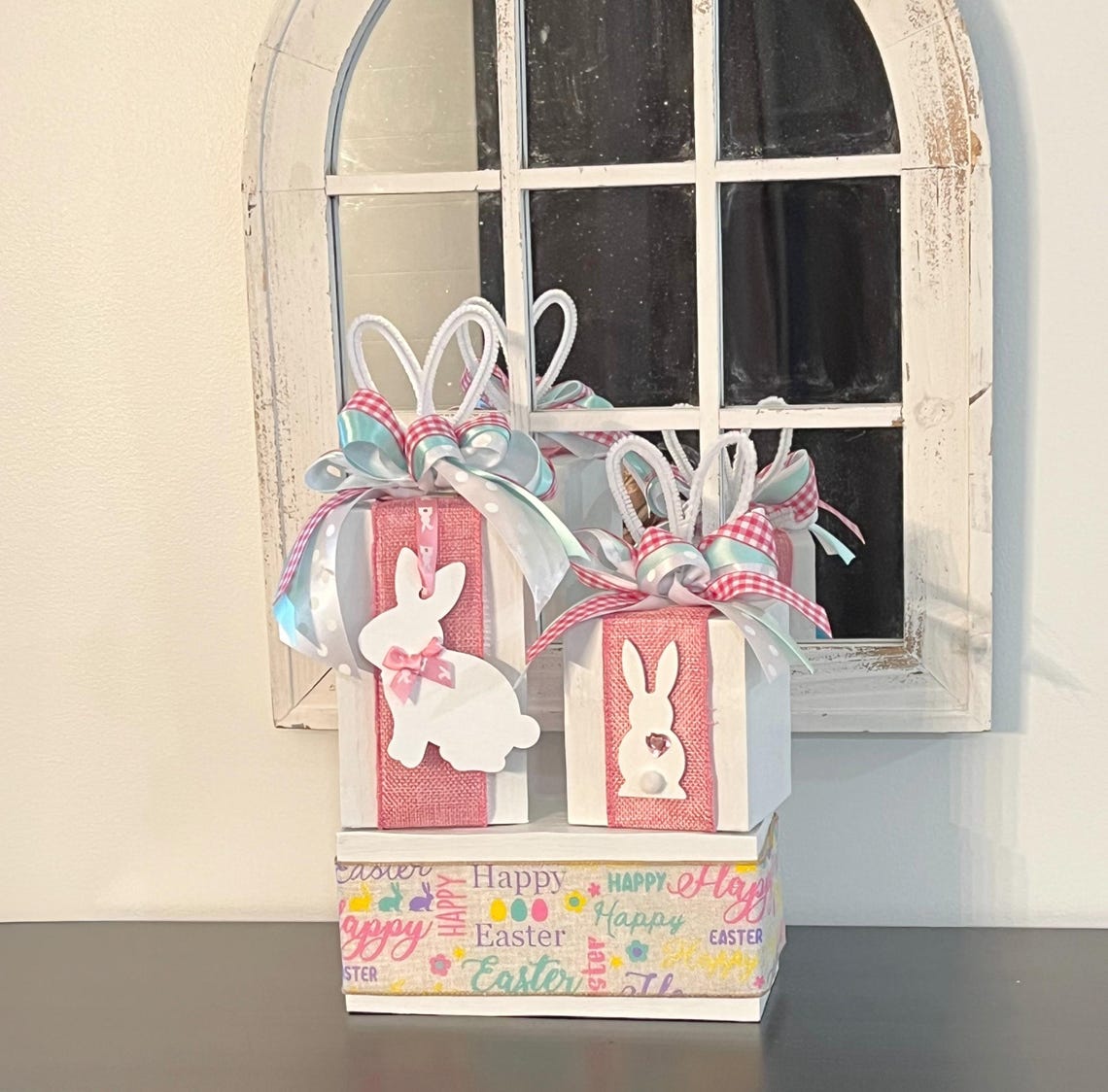 Easter Decor Home Decor Happy Easter Tiered Tray Happy Spring Shelf and ...