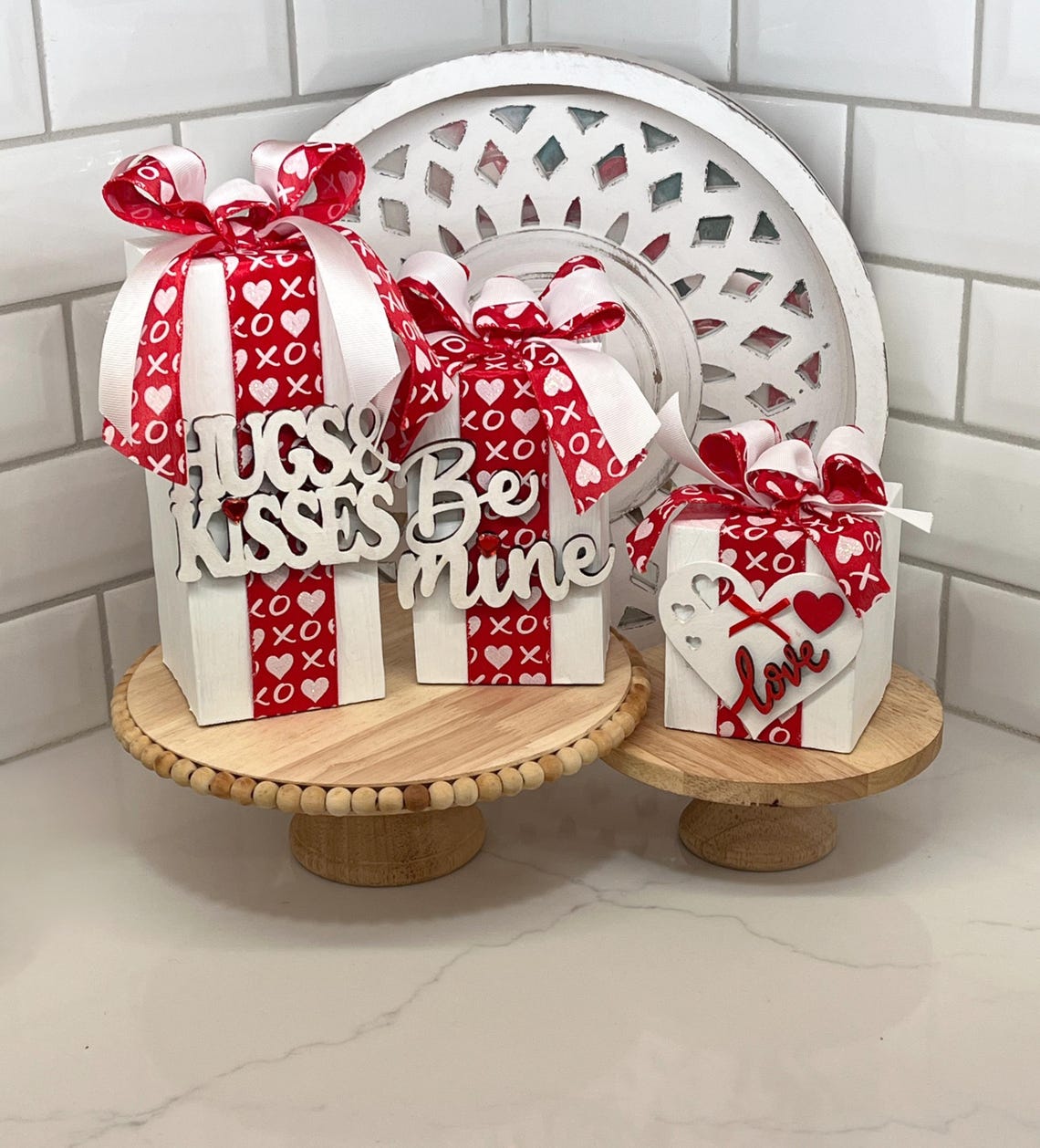 Wooden Blocks Decor February Gift Set Idea Love Shelf Sitter Farmhouse ...