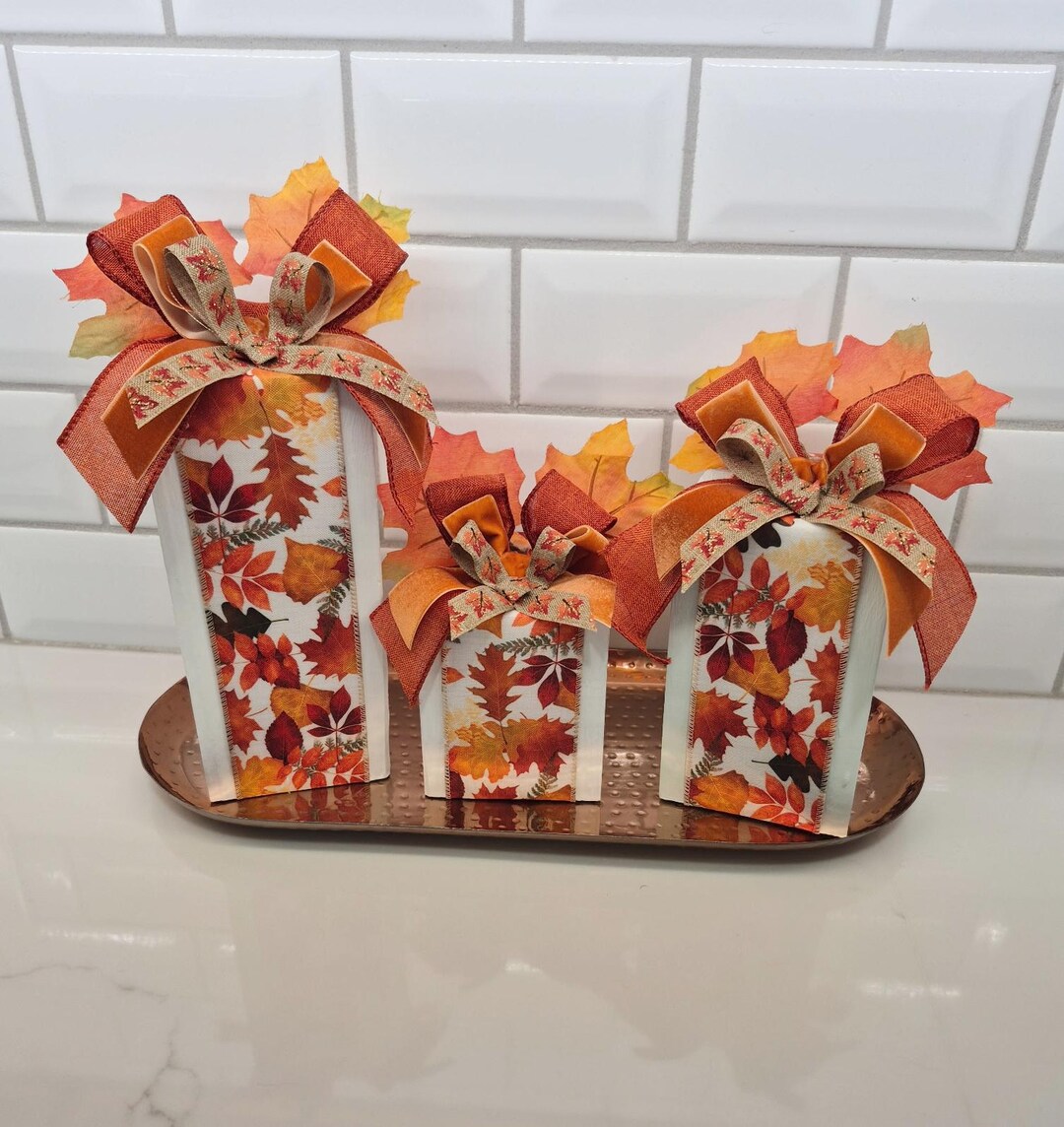 Fall Wood Blocks Decor for Tiered Trays, Thanksgiving Centerpiece ...