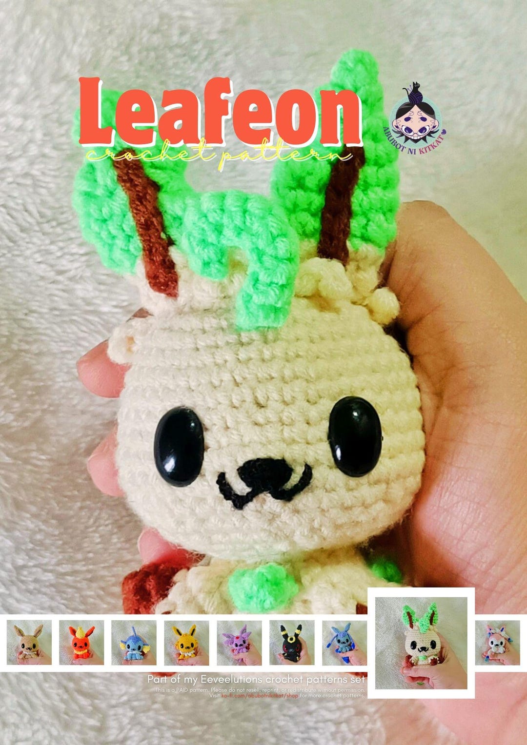Pokemon Eeveelutions Amigurumi Leafeon Crochet Pattern - Etsy