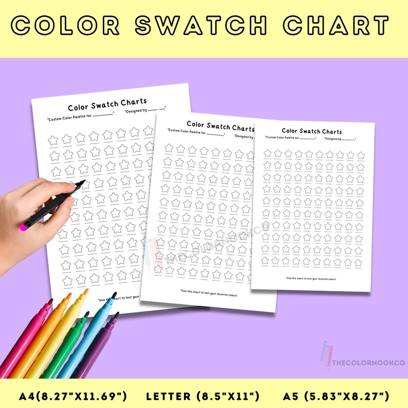 Star Color Swatch Chart | Printable Marker & Paint Swatch Template ...