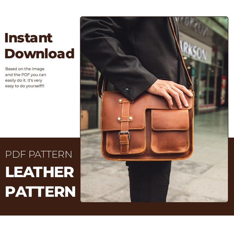 Leather Briefcase Bag Pattern PDF - DIY Messenger Bag Template - Digital Download for Handmade ...