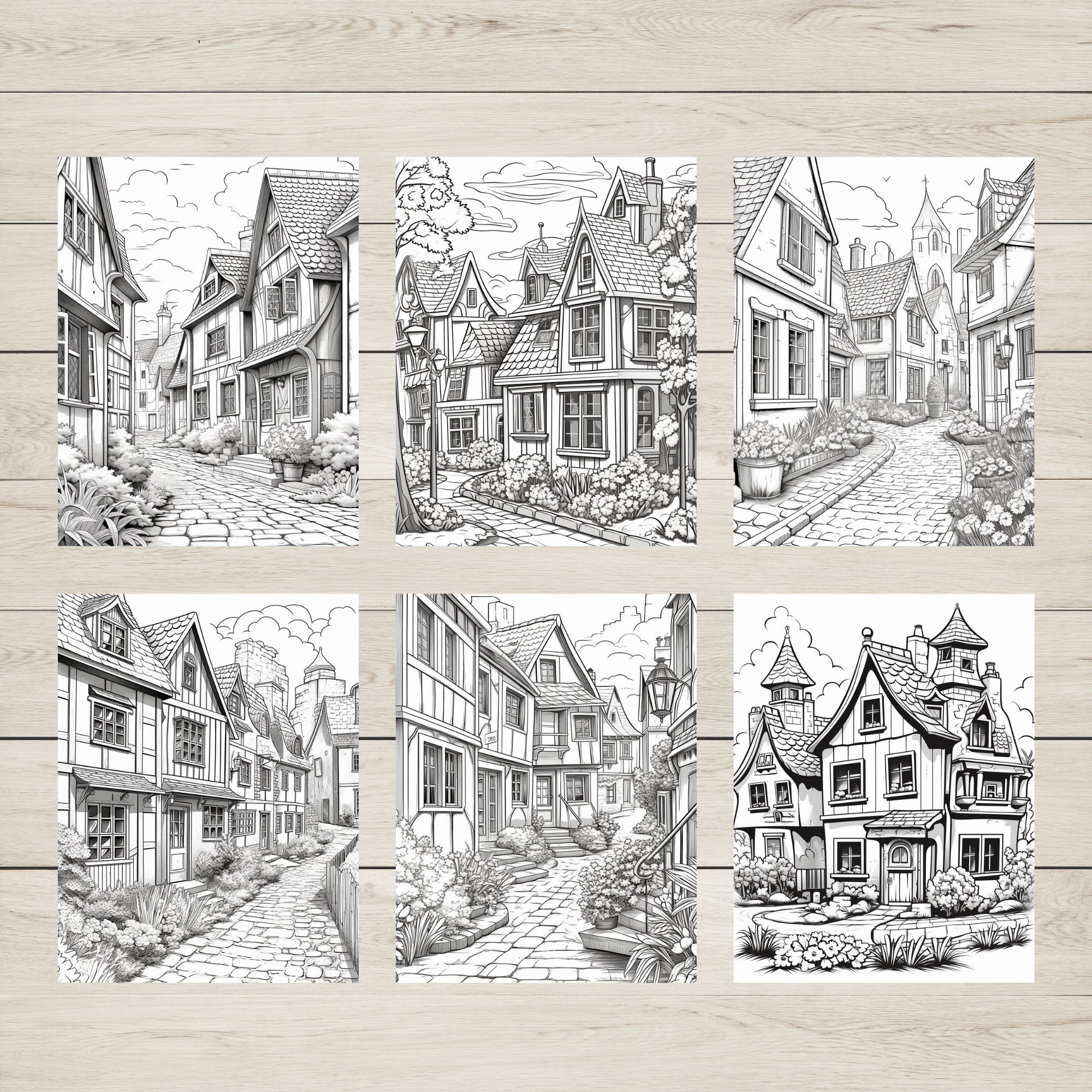 Cute Village Homes Coloring Book, Cute Village Coloring Book, Kids for ...