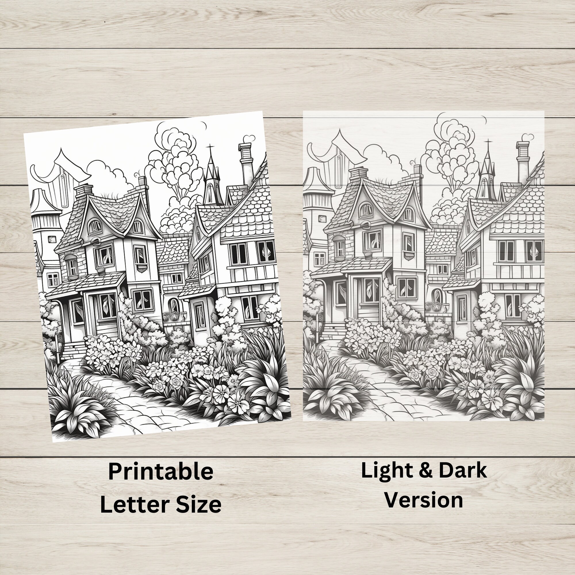 Cute Village Homes Coloring Book, Cute Village Coloring Book, Kids for ...