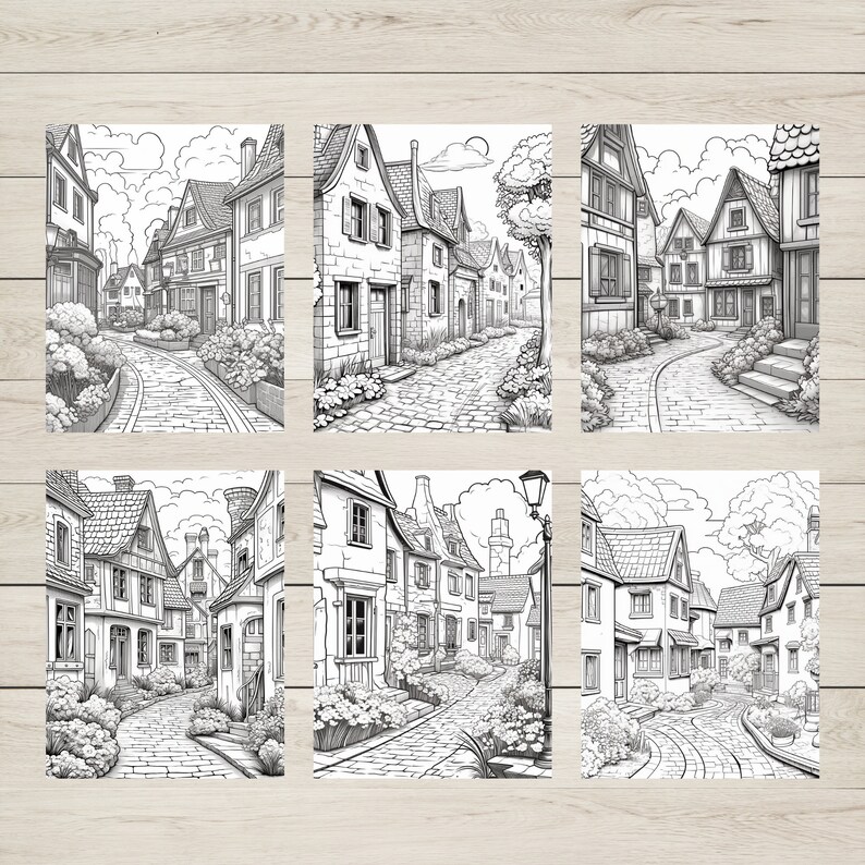 Cute Village Coloring Book, Cute Village Homes Coloring Book, Kids for ...