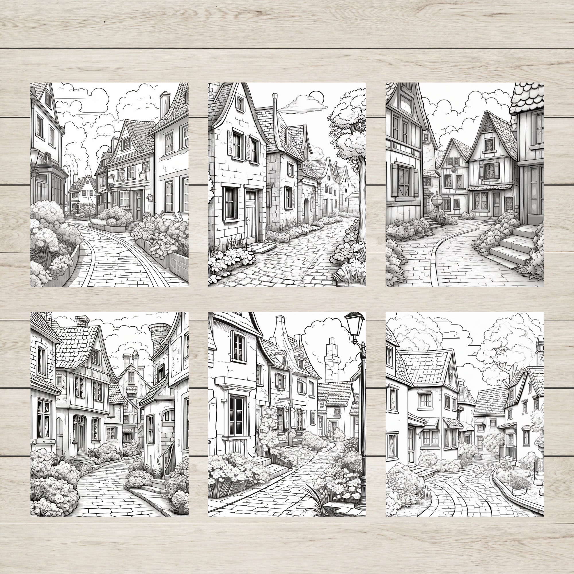 Cute Village Coloring Book, Cute Village Homes Coloring Book, Kids for ...