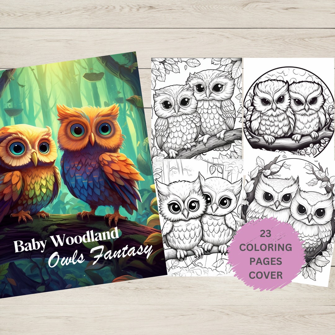 Woodland Owls Coloring Book, Baby Woodland Owls Fantasy Coloring Book ...