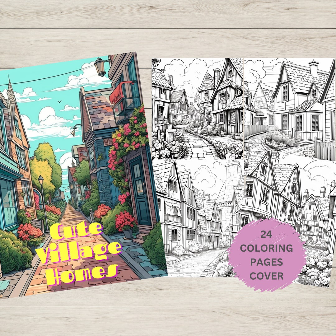 Cute Village Homes Coloring Book, Cute Village Coloring Book, Kids for ...