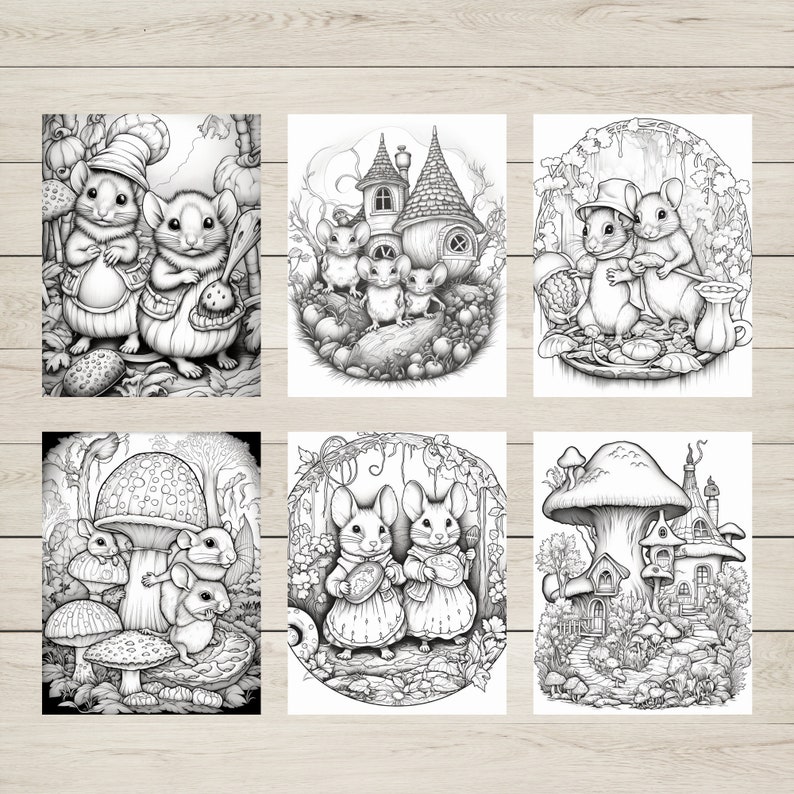 Fairytale Mice Coloring Book, Mice Coloring Page, Gift PDF, Bonus ...