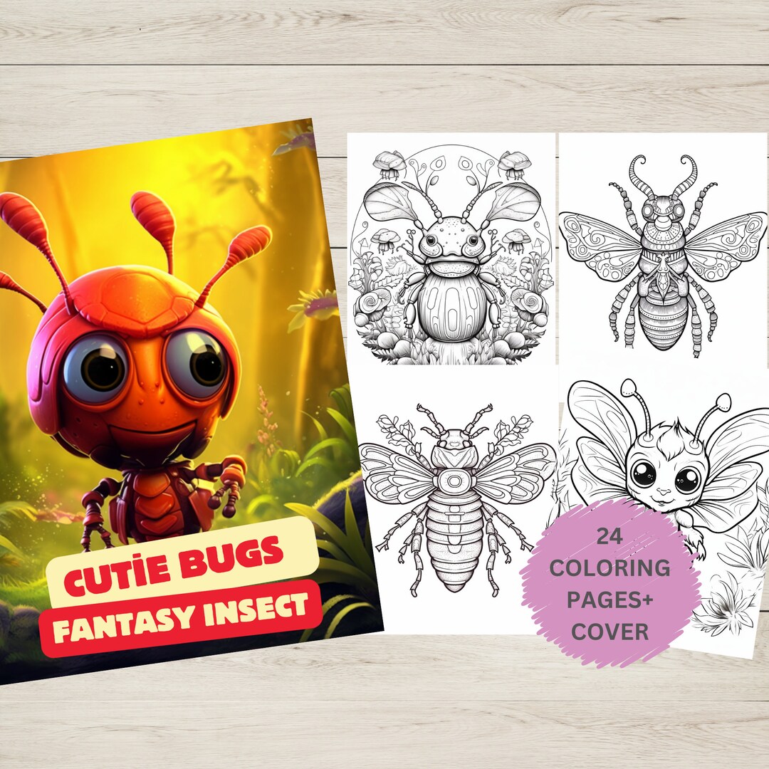 Cutie Bugs Fantasy Coloring Book, Cutie Bugs Fantasy Insect Cartoon ...