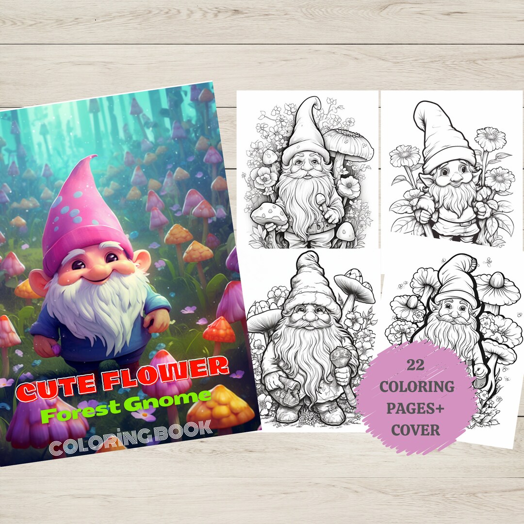 Cute Fairy Forest Gnome Coloring Book, Cute Forest Gnome Coloring Book ...