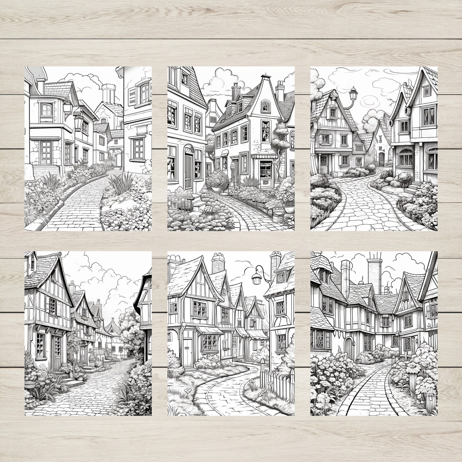 Cute Village Coloring Book, Cute Village Homes Coloring Book, Kids for ...