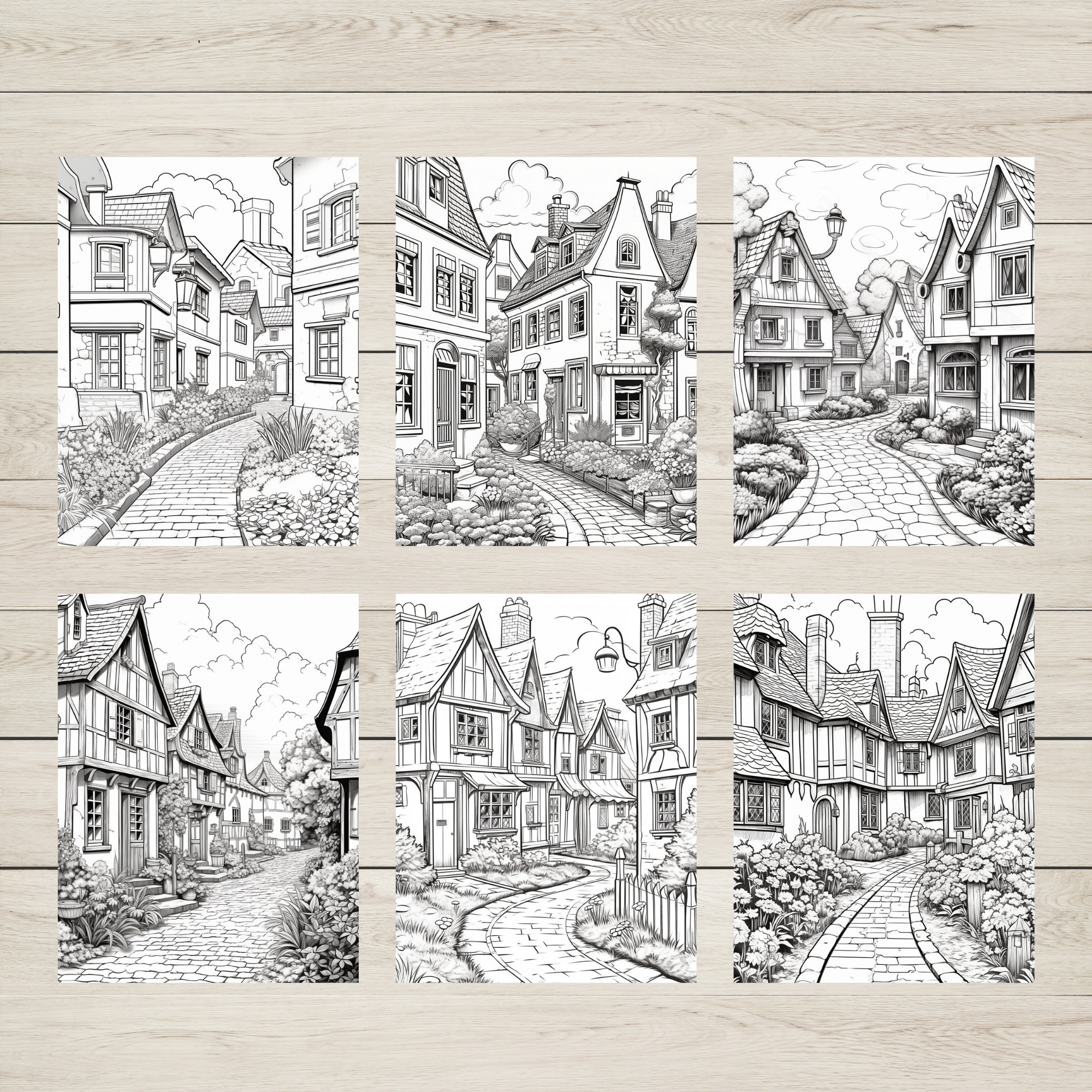 Cute Village Coloring Book, Cute Village Homes Coloring Book, Kids for ...