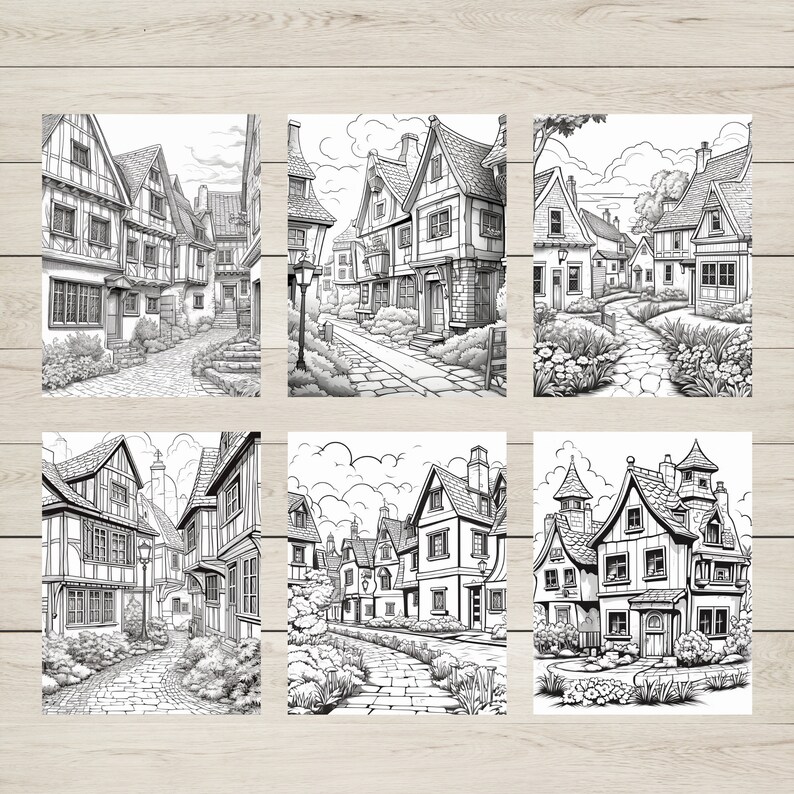 Cute Village Coloring Book, Cute Village Homes Coloring Book, Kids for ...