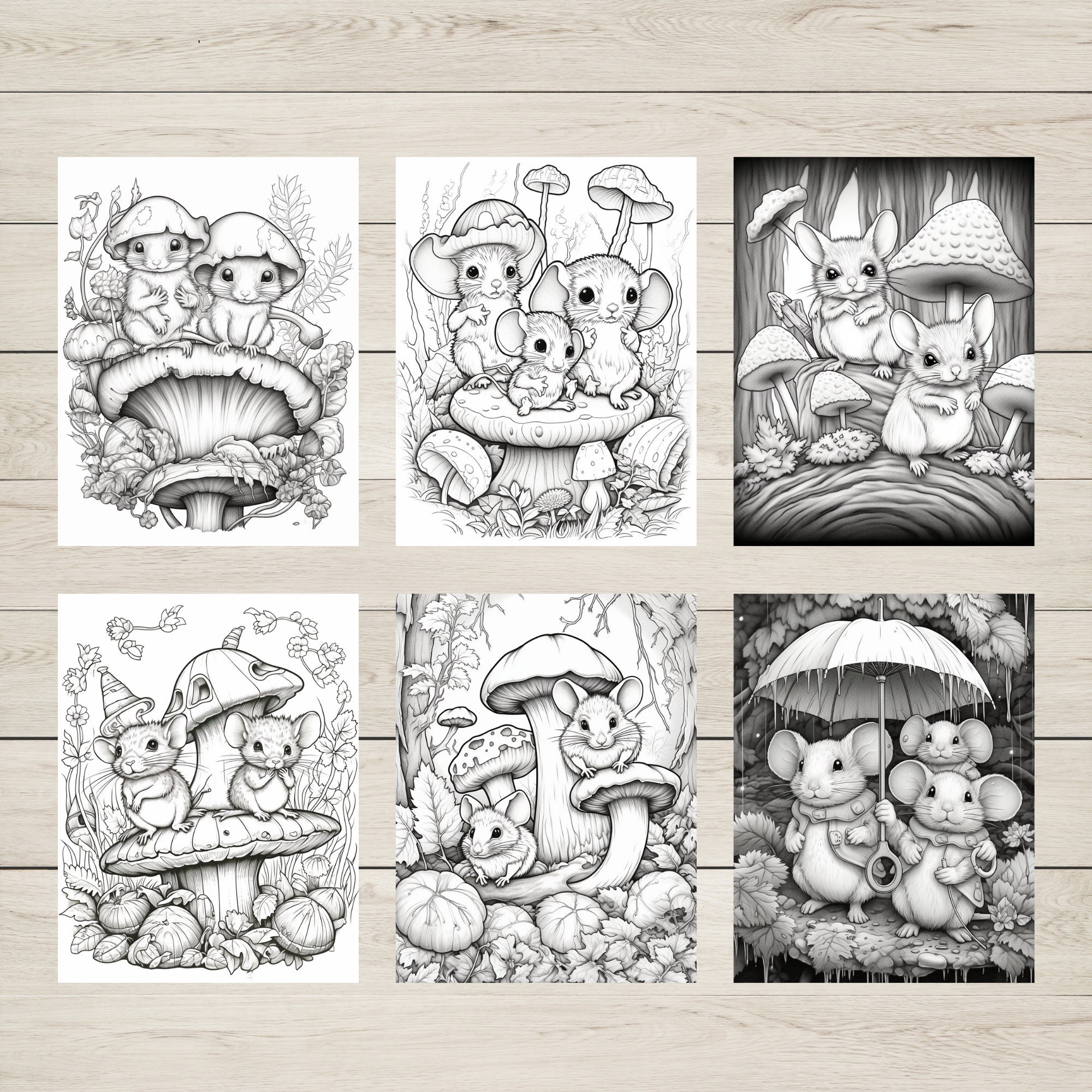 Fairytale Mice Coloring Book, Mice Coloring Page, Gift PDF, Bonus ...