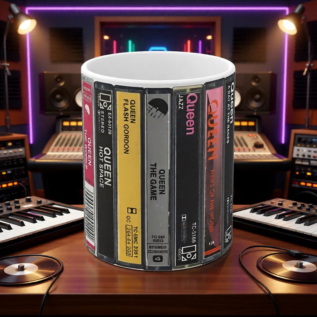 Queen Cassette Tape Spines Mug | Music Band Tape Collection - Etsy