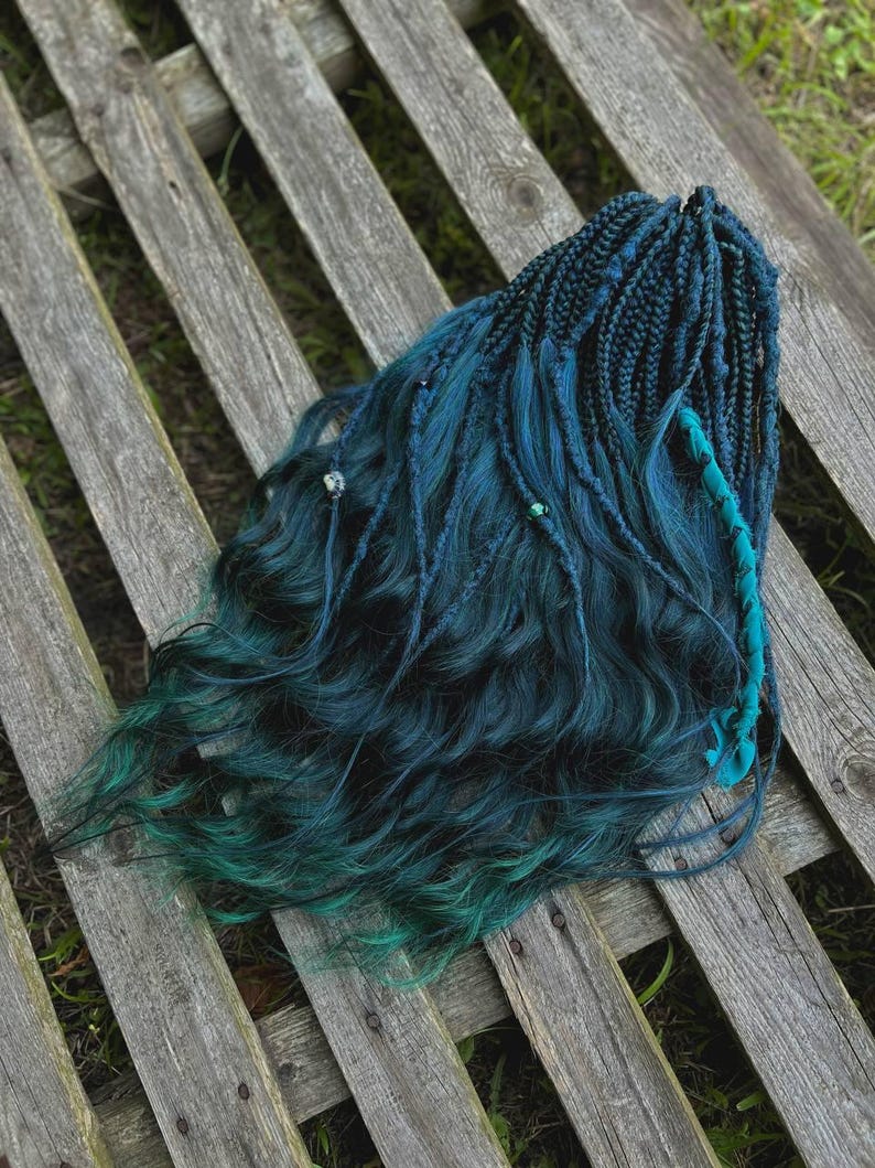 Teal & Emerald Ocean Wave Dread Curls: Handmade Synthetic Hair Set - Etsy