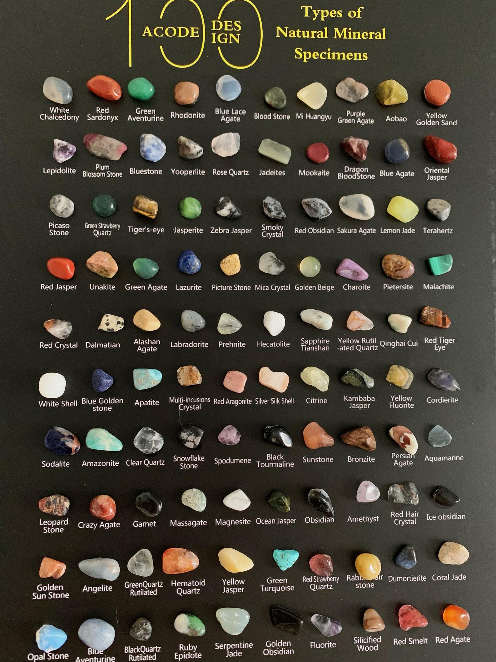 100 Natural Mineral Specimen Display Framed Educational Wall Art for ...