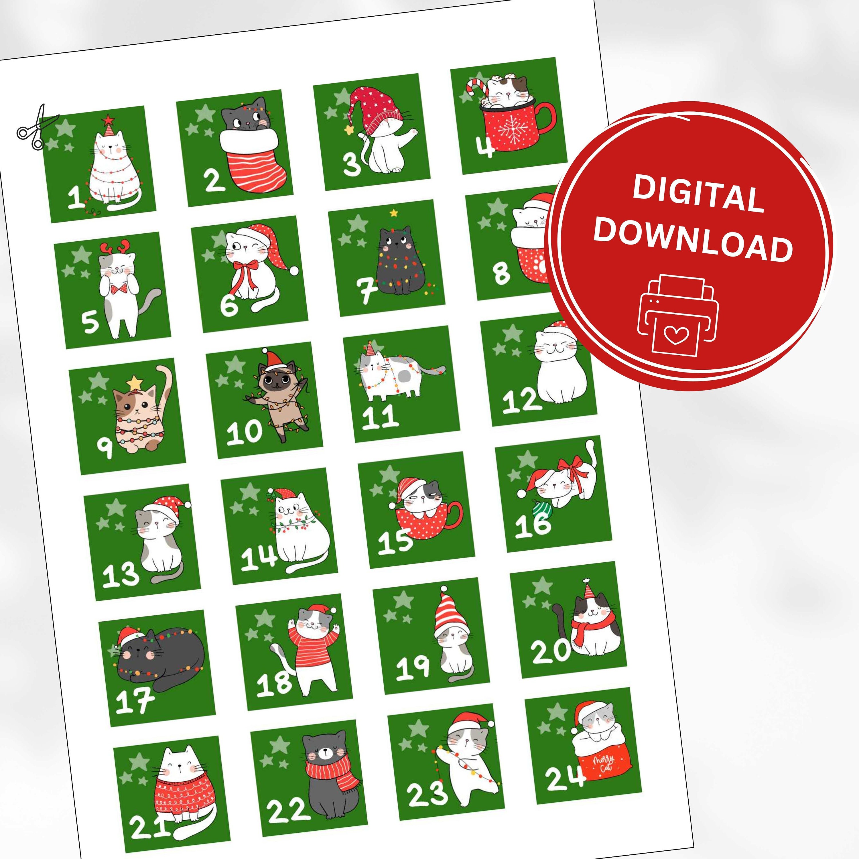 Advent Calendar Numbers 1-24, Cat Advent Calendar Numbers Pdf, Advent ...