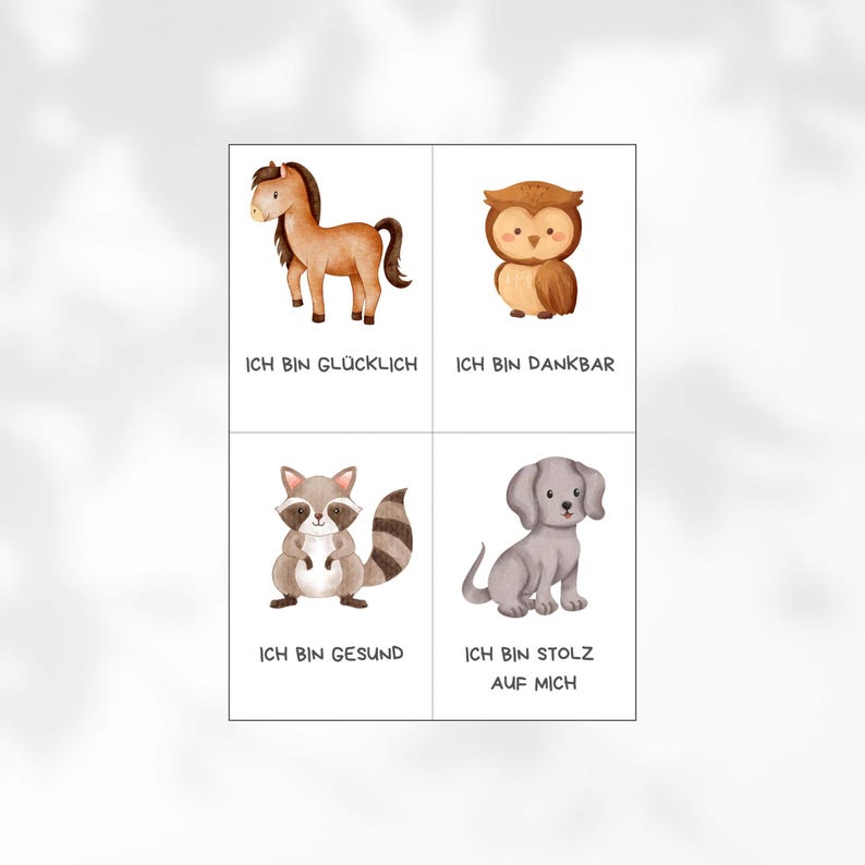 44 Affirmation Cards for Children, Animal Encouragement Cards for ...