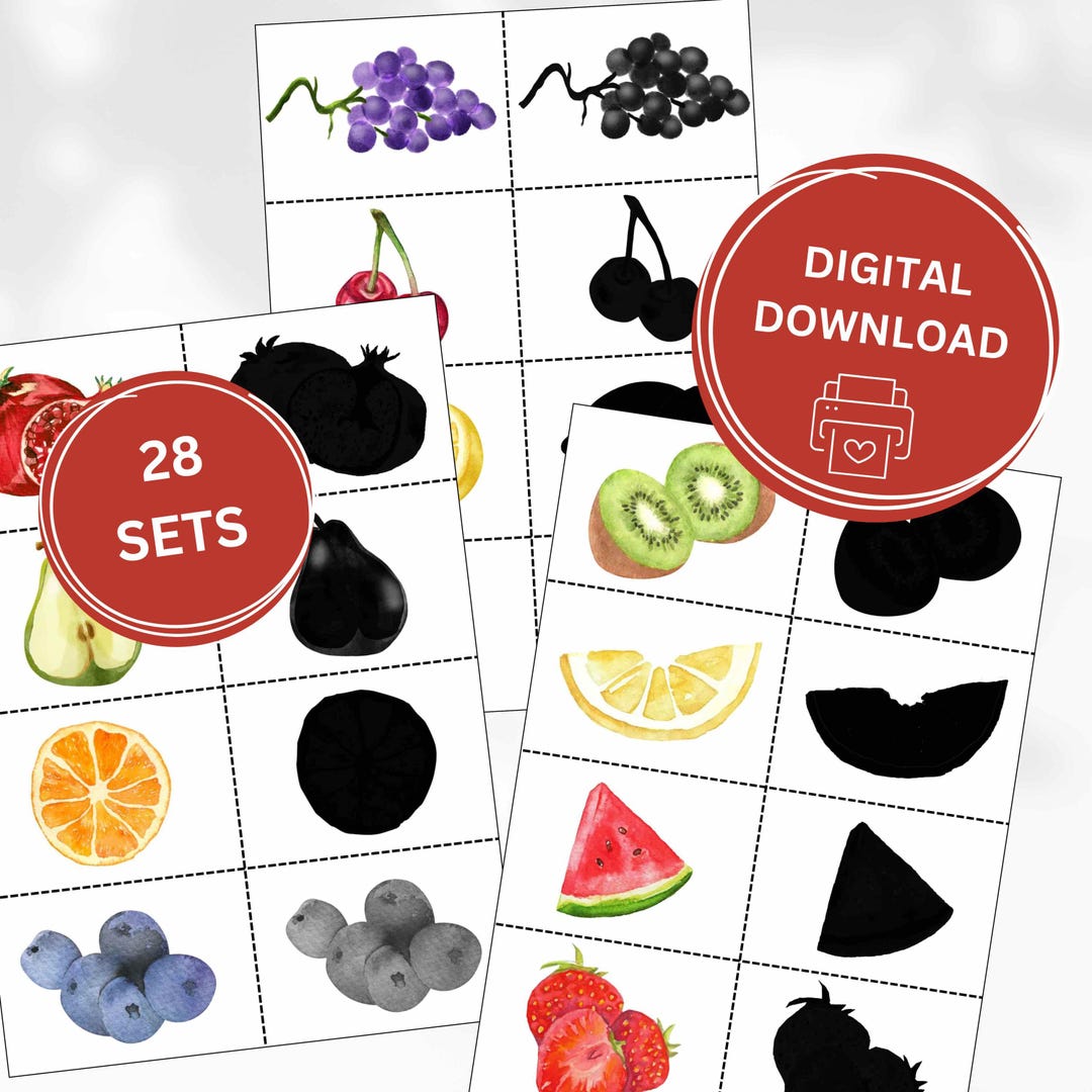 Fruit Shadow Matching Game Montessori, Montessori Matching Cards ...