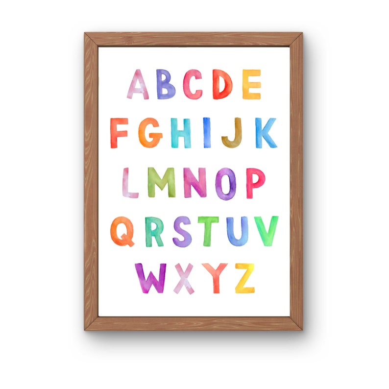 ABC Print, Rainbow Alphabet Poster, Printable Educational Wall Art ...