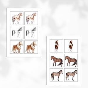 Horse Memory Game Montessori, Montessori Matching Cards, Printable Game ...