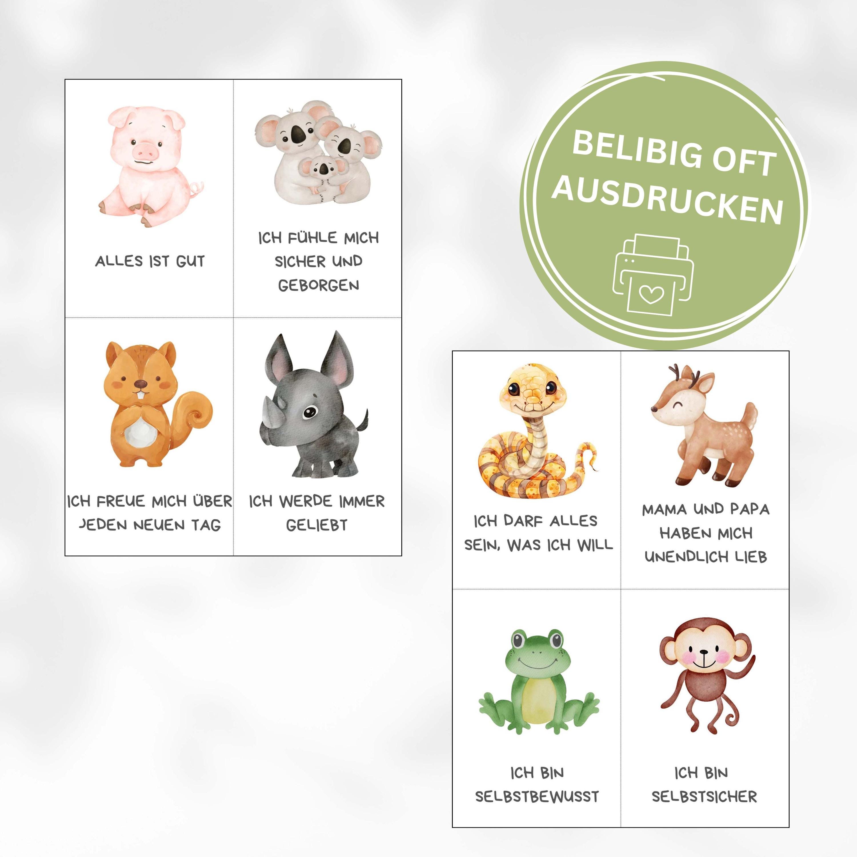 44 Affirmation Cards for Children, Animal Encouragement Cards for ...
