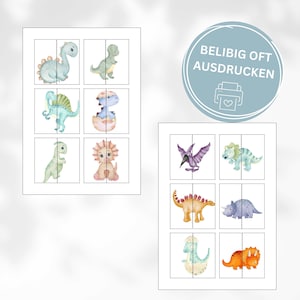 Dino Matching Game Montessori, Montessori Matching Cards, Printable ...